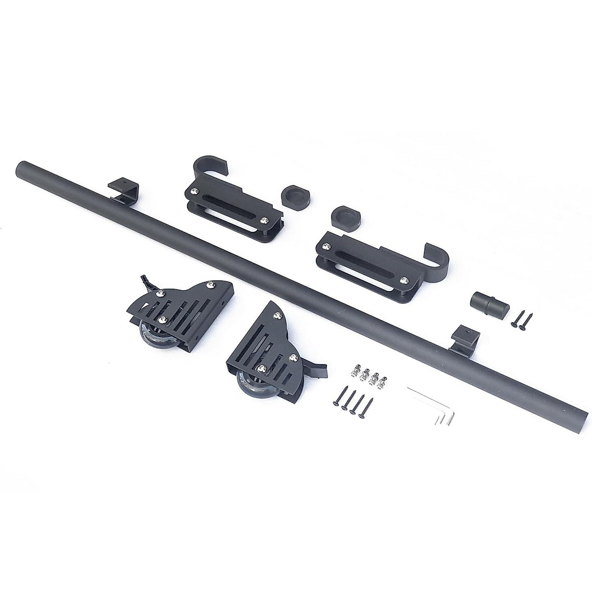 Hook On Rolling Library Ladder Track Kit, Satin Black Finish Rolling Ladder Hardware Kit(No Ladder) W/Caster, Metal Step Rods W, Sliding Hook Assemblies(Limited to Ladder Thickness 2.5cm) (Size : 9.