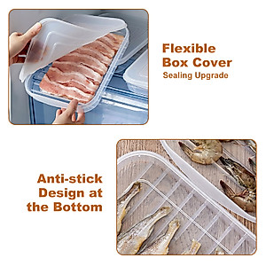 CYEAH 6 Pcs Bacon Keeper Plastic Deli Meat Saver with Lids, Bacon Keeper Airtight Cold Cuts Cheese Container for Refrigerator, Food Refrigerator Storage Box Shallow Low Christmas Cookie Holder