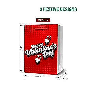 Easykart 12 PCs Valentines Day Paper Gift Bags with Handle 9.5 x 7.75 inch, Elegant Coated Art Paper Wrapping Bags Cardboard Bags for Valentine’s Day Party Favors Funny Gift Exchange Novelty Gift Giving Gift Wrapping