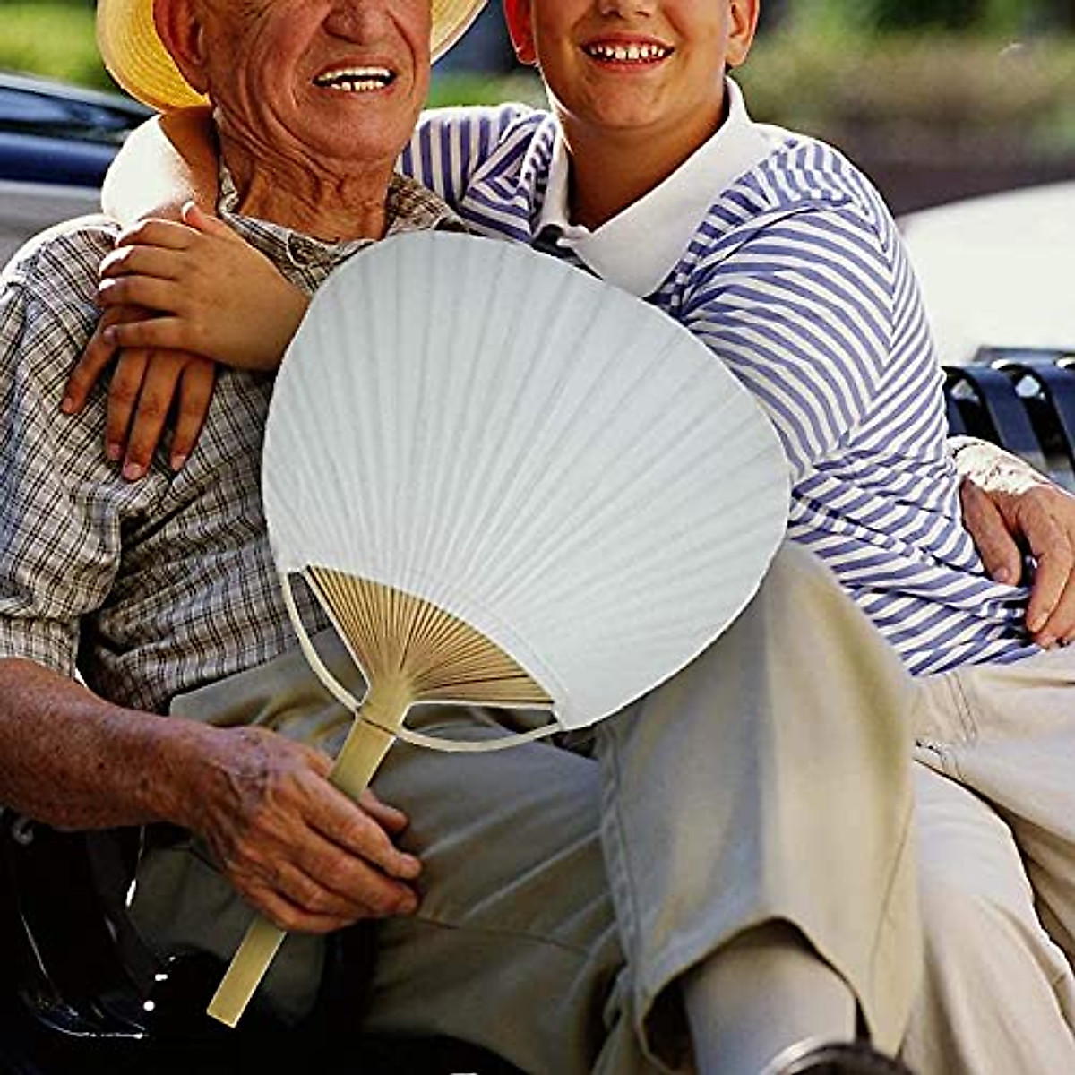 Vwey 3 Pcs Lot White Paddle Fan -Decorative Fans - Paper Party Decorative Electric Home Portable Wall Fans Decorative Fans Hand Lace White Japanese Cattail Paper Drawer Desktop Connec, X-Large