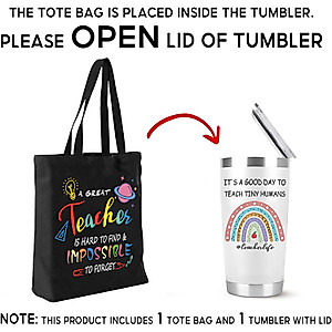 Teacher Appreciation Gifts with Tumbler and Tote Bag, Daycare Teacher Gifts for Birthday with Travel Beach Bag and Cup