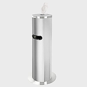 CAYNEL Floor Standing Wipe Dispenser with Built-in Trash Receptacle, Stainless Steel for Gyms, Schools, Commercial Facilities