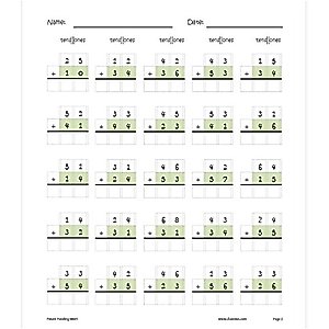 Channie’s One Page A Day Workbook, Double Digit Math Practice Worksheets, Total 100 Pages Front & Back (50 Sheets) in 2-Pack Set, Grades 1st, 2nd & 3rd, Size 8.5” x 11” (2 Pack)