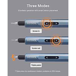 XCOOL Mini Electric Screwdriver Set with Drill Bits, 52-in-1 400RPM 5 Torque Settings Electric Precision Screwdriver, 48 Magnetic Bits, Pry Bar, Led, Tweezer, Electric Precision Screwdriver Kit for Pc