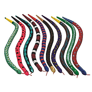 Natural Unfinished Wooden Wiggly Snakes - 12” Flexible Timber Snake - Blank Canvas - Great for Arts and Crafts - Themed Birthday Party Supplies, Halloween Prop - Animal Model Crafts Toys with 8 Pcs