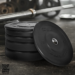 WF Athletic Supply 2 inch Olympic Size Black Premium Bumper Plate with Steel Insert, Great for Strength Training, Weightlifting & Crossfit Competition, Size Options Available