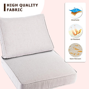 HOOOWOOO Outdoor Cushion Covers,Breathable Patio Cushion Covers Replacement,Cushions Slipcovers with Zipper for Outdoor Outside Patio Furniture Sofa Couch Ottoman Seat Back Pillow,8 PCS Beige