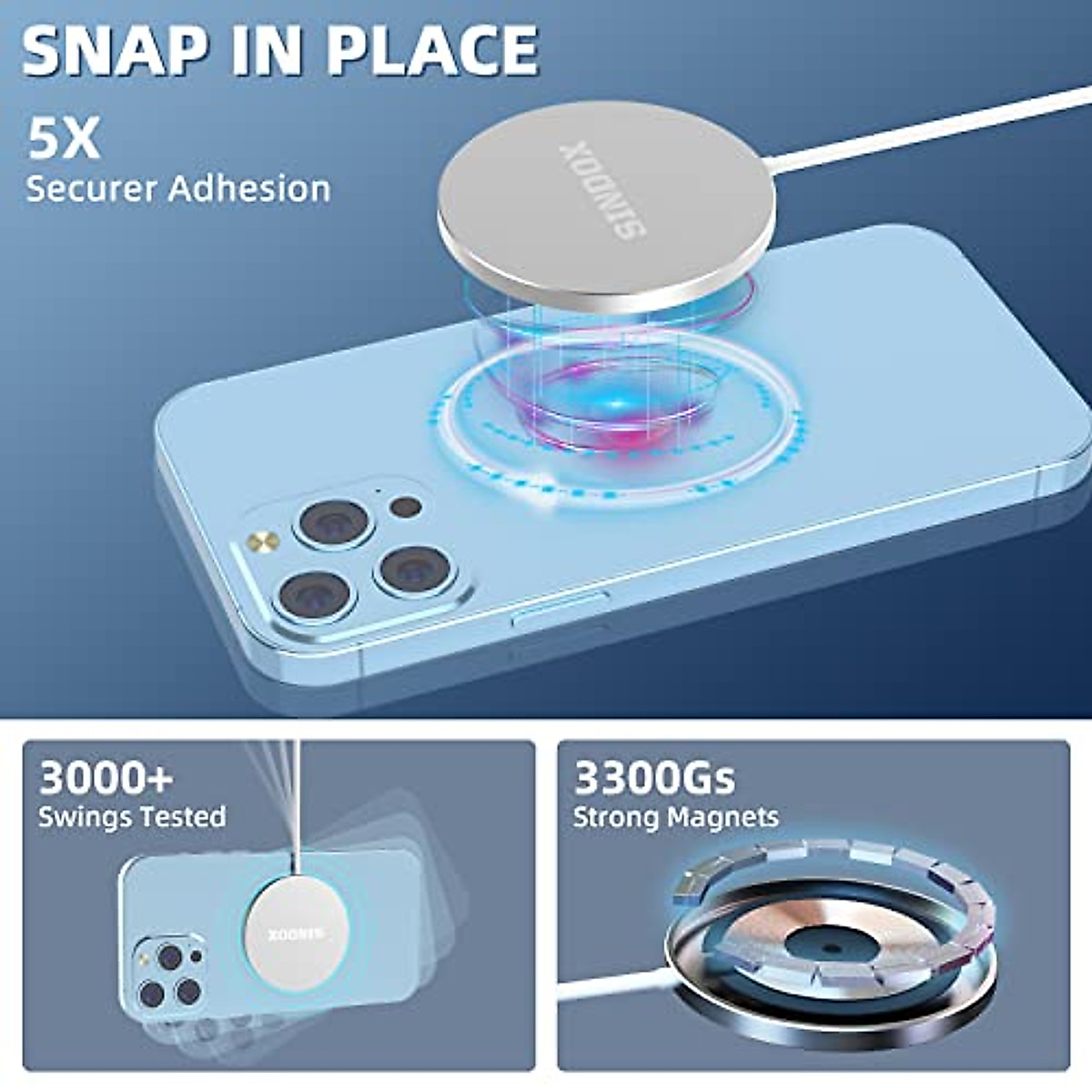 Magnetic Wireless Charger, SINDOX 15W Metal Fast Charging Pad for iPhone 14/13/12, 0.17In Ultra Thin USB-C Charging Pad MagSafe Charger for iPhone 14 Pro Max/14 Pro/14 Plus/13 Pro Max/13 Pro /13 Mini