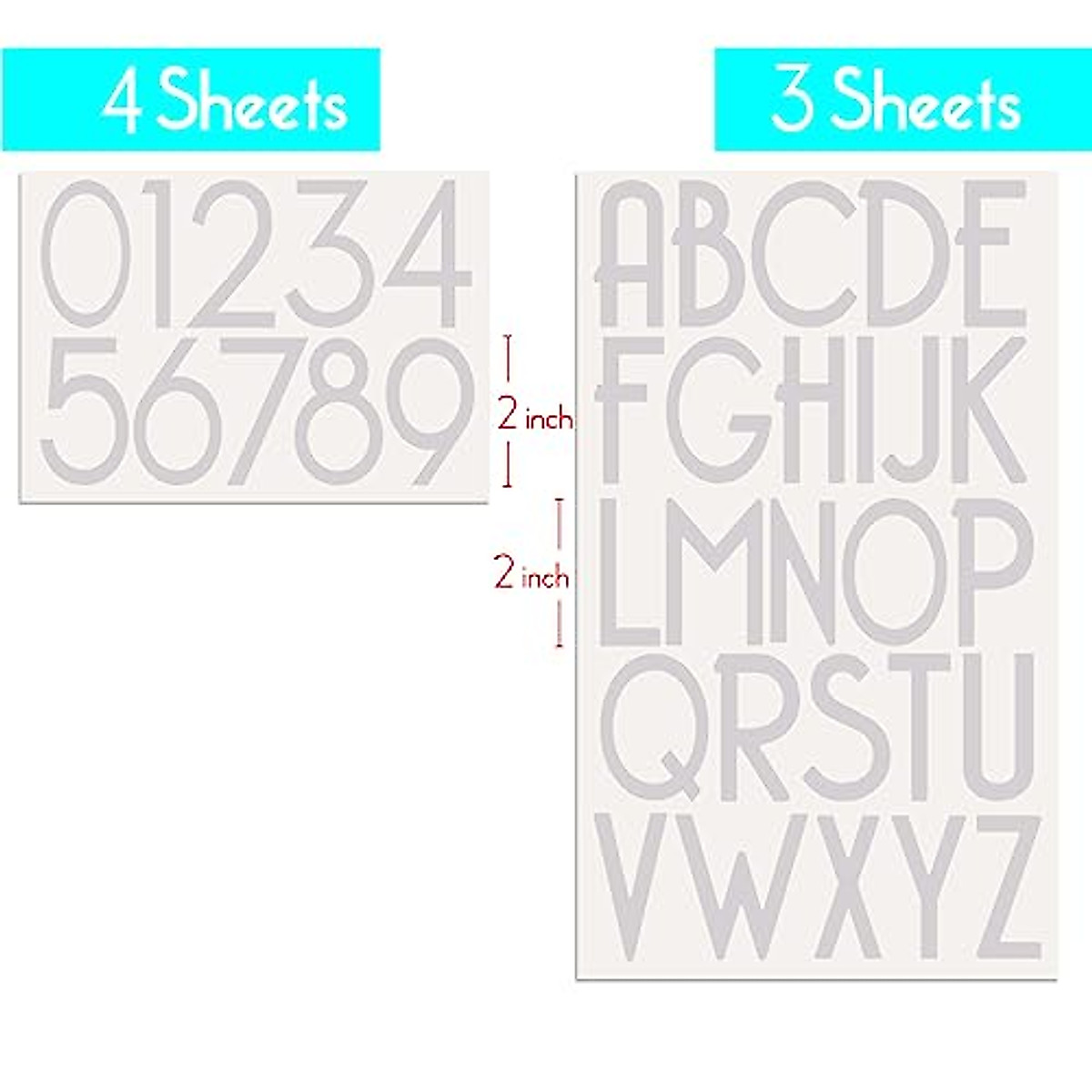 2 inch Self-Adhesive Vinyl Letters Numbers Kit, Modern Mailbox Numbers Sticker for Mailbox, Signs, Window, Door, Cars, Trucks, Home, Business, Address Number, Name, Craft (Lavender)