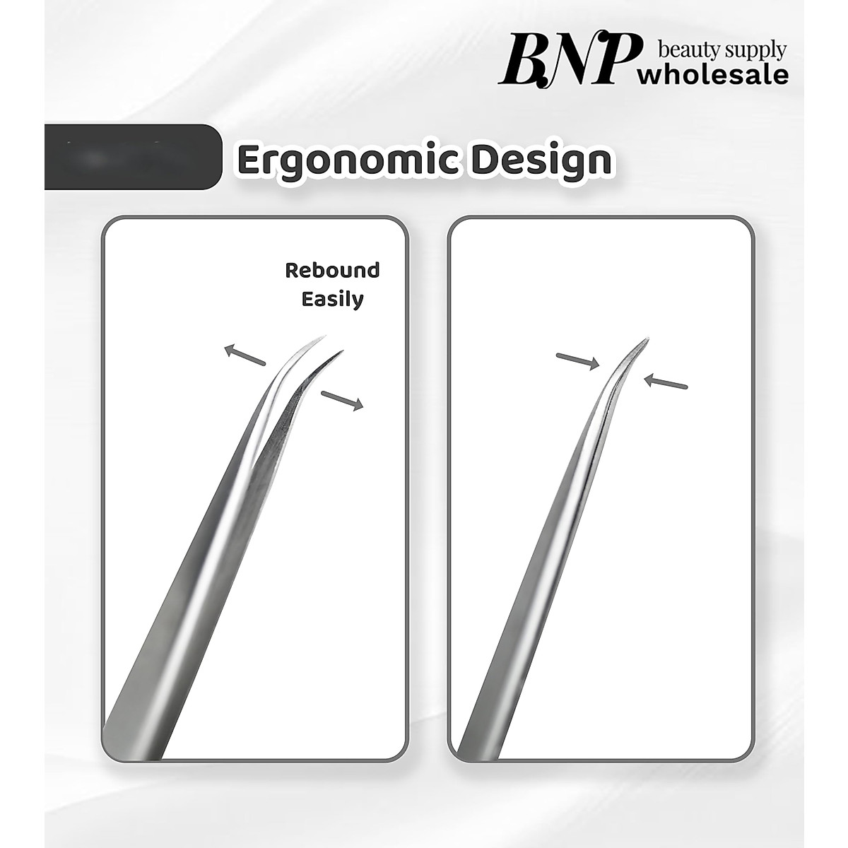 Tool Alement Canadian Stainless Steel Eyelash Extension Tweezers,14cm Semi Curve Eyelash Tweezers M-PK14-8007