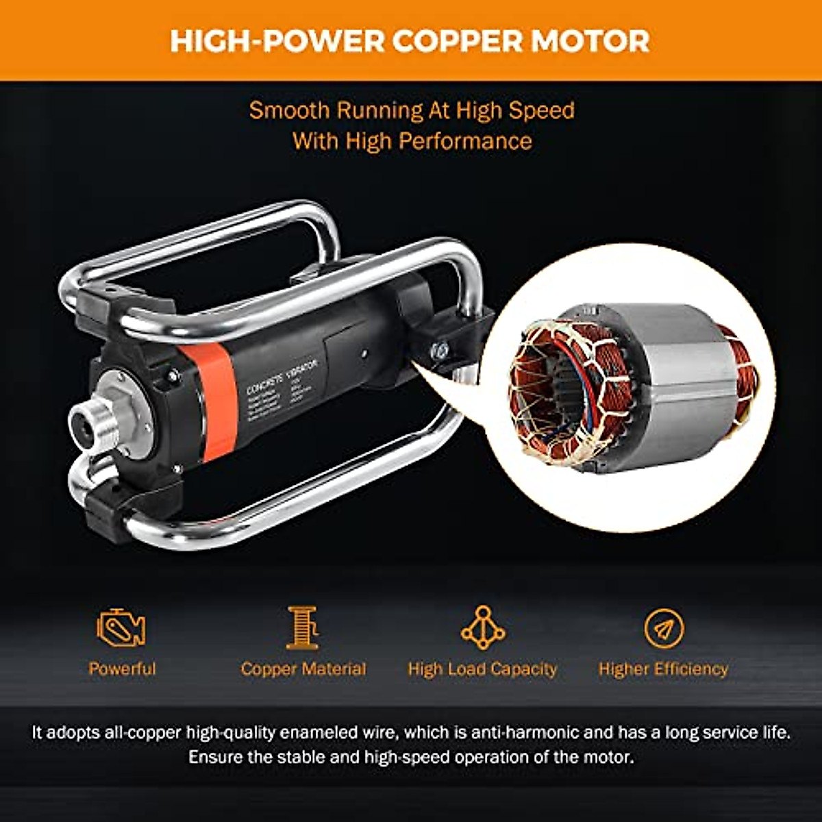 BEAMNOVA Electric Concrete Vibrator Handheld 11000 Vibration Per Minute 2HP with Shaft of 14-3/4 Feet