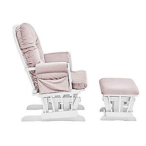Suite Bebe Glider with Ottoman, Mason, Pink and White - Quick Ship