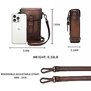 Montana West Crossbody Handbag Genuine Leather Shoulder Bag Mini Vintage Cell Phone Purse for Women Dark Brown MWG02-9062_CF