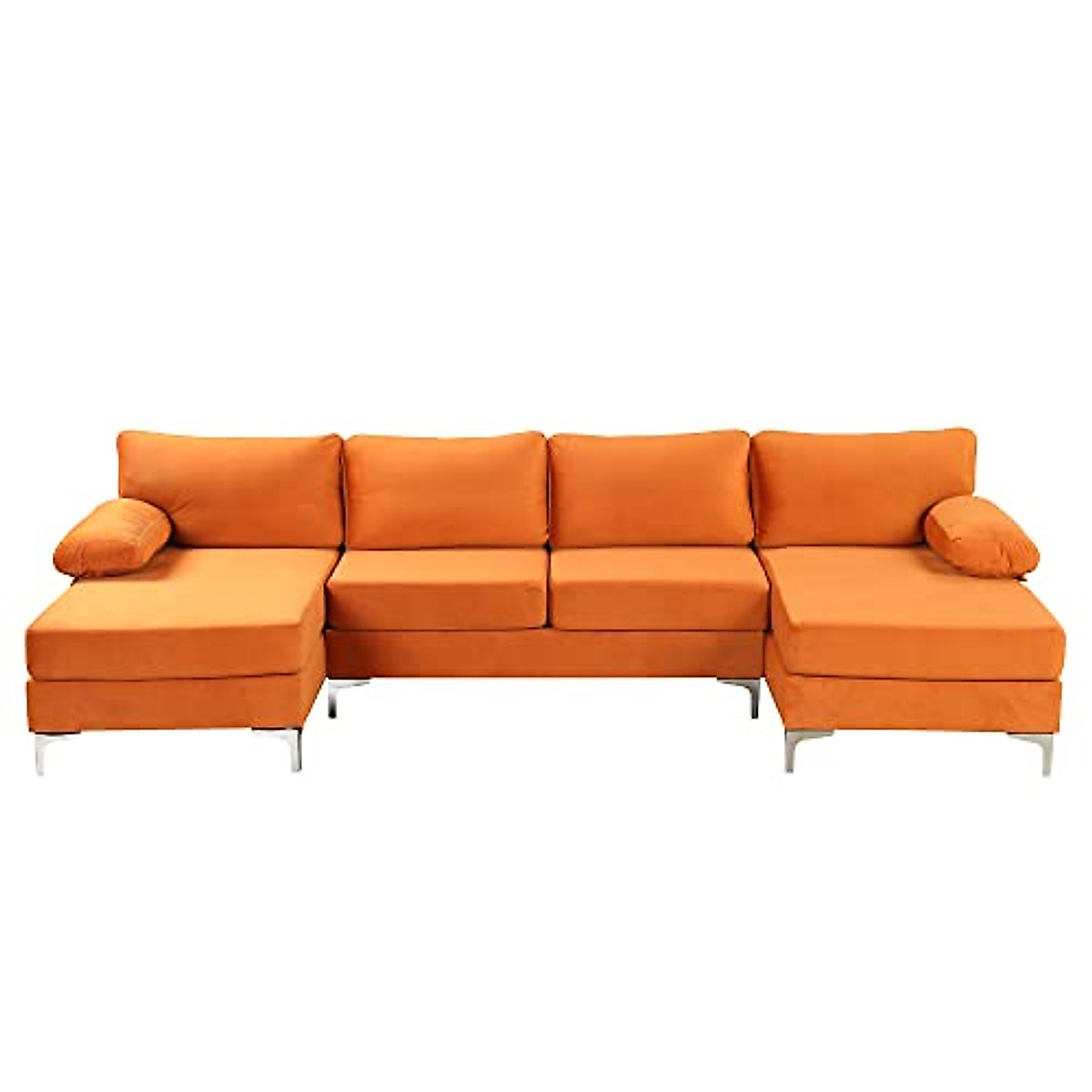 Casa AndreaMilano Modern Large Velvet Fabric U-Shape Sectional Sofa, Double Extra Wide Chaise Lounge Couch