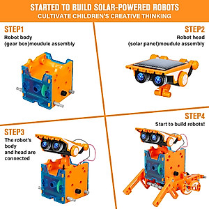 Rcovasc 13-in-1 STEM Solar Robot Kit Toys Gifts for Age 8 9 10 11 12 Years Old, Educational Building Science Experiment DIY Set Birthday Gifts for Boys Girls Kids Teens