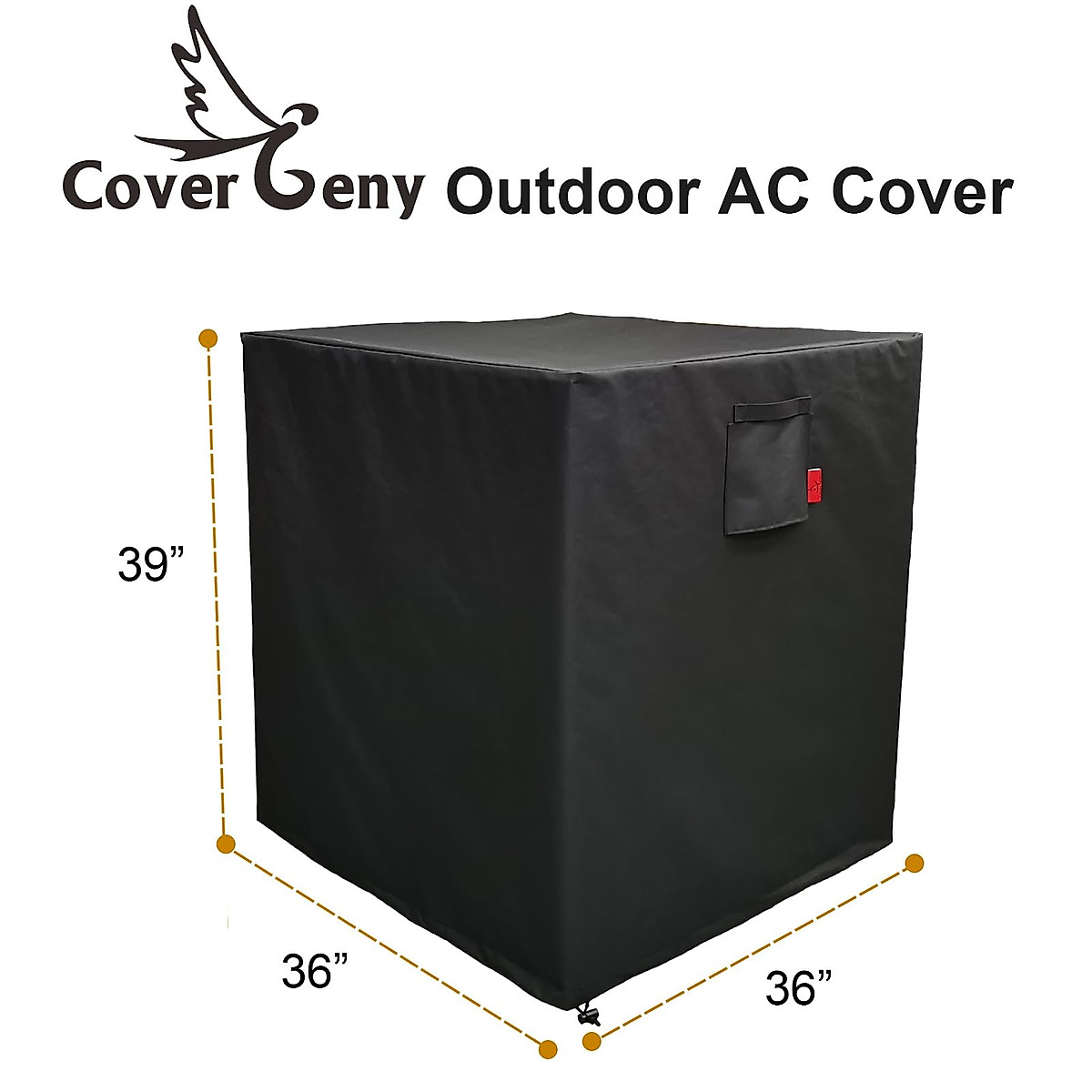 Cover Geny Winter Air Conditioner Cover for Outside Units,Outdoor AC Cover, Heavy Duty Ac Condenser Cover, Windproof Waterproof Central A/C Cover, Swamp Cooler Cover Square Black 36x36x39