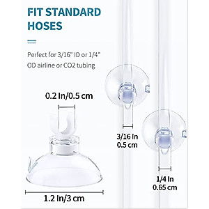 Pawfly Aquarium Suction Cup Clips for Standard 3/16" ID Airline Tubing Clear Air Hose Holder Clamp Accessories for Fish Tank Aeration Setup, 20 Pack