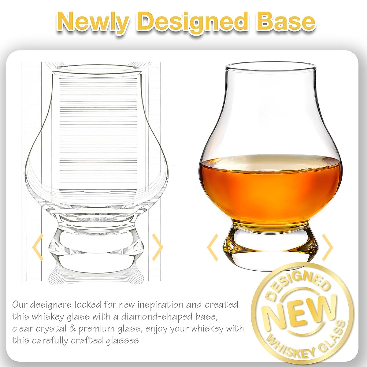 Whiskey Glasses Set of 4, Tequila Glasses, Scotch glasses, Bourbon Glasses, Tasting Glasses, Brandy Snifter Cocktail Whiskey Old Fashioned Glass for Liquor Tequila Gin Cognac Vodka, Shot Glass Bar Set