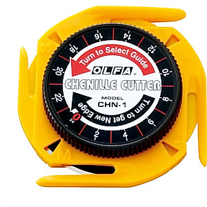 OLFA Chenille Cutter (CHN-1) - Multi-Purpose Rotary Blade Cutter w/ 24 Edges & 4 Sizes for Chenille Fabric, Crafts, Sewing, Quilting, Replacement Blade: OLFA CHB-1