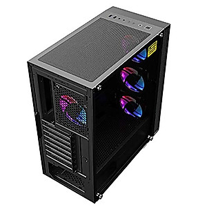 HDYD ATX Case,Mid-Tower PC Gaming Case ATX/M-ATX/ITX - Front I/O USB 3.0 Port - Tempered Glass Side Panel - 6 Fan Position - Support 200mm Fan Installation