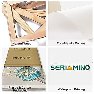 SERIMINO Wall Decor for Bedroom, Canvas Wall Art for Living Room, Modern Pictures, Golden Feather and Yellow Tree Paintings, Posters for Farmhouse, Prints for Office, 3 Pieces Set