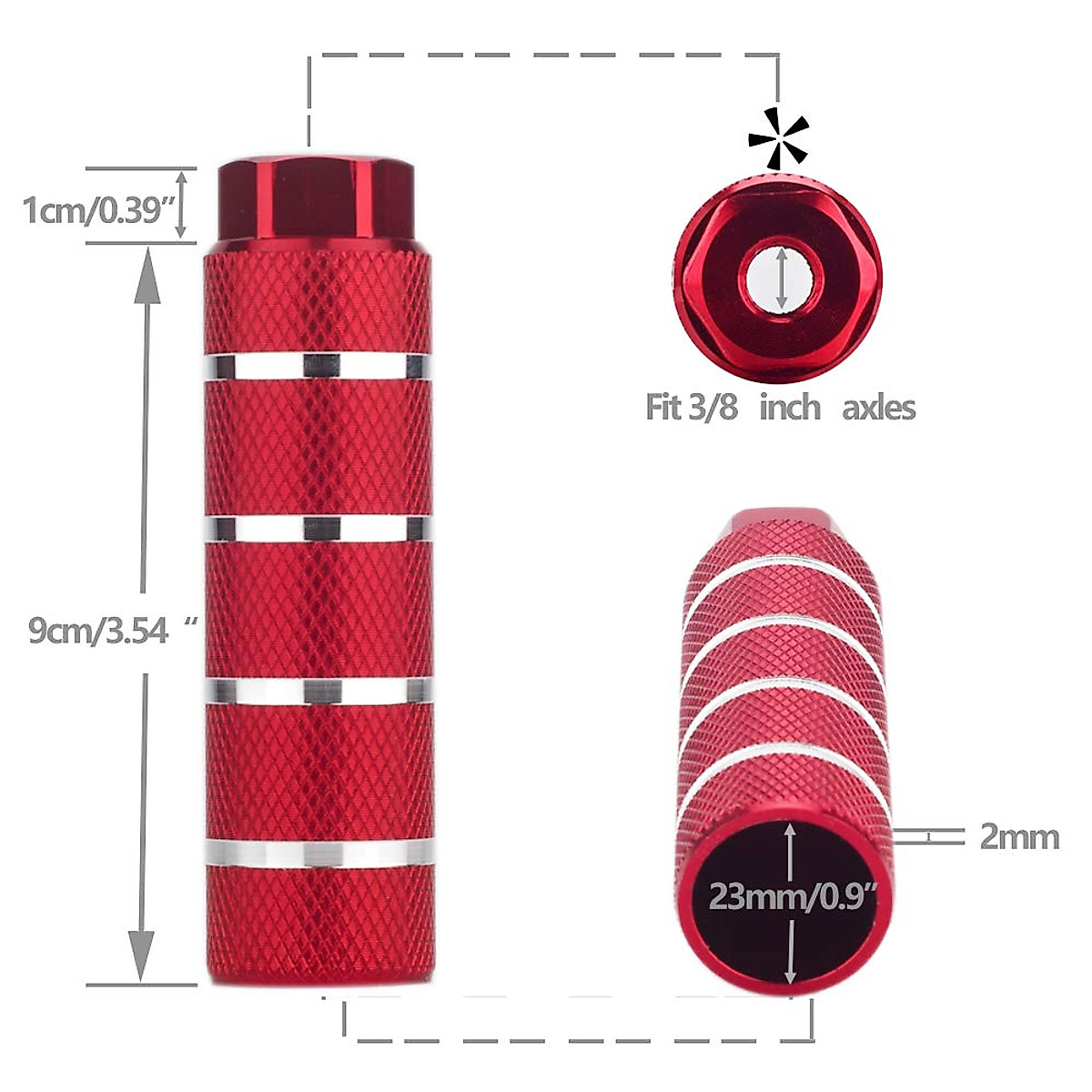 SMALL STAR Bike Pegs 2Pcs Aluminum Alloy Anti-Skid Lead Foot Bicycle Pegs 3/8 inch Axles