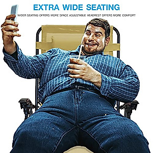 Sun-Ray 213076OVR1P Oversized Zero Gravity Chair, Taupe