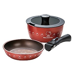 Pot 20cm Frying pan Skater Handle is Out 20cm Glass lid 20cm Handle 4-Piece Set Hello Kitty Sanrio ANFP2
