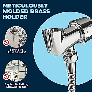 ALL METAL 3-Spray Handheld Shower Head with Long Hose and Brass Holder - CHROME - Showerhead With Handheld Sprayer - WIDE, MASSAGE, and MIST Sprays - 2.5 GPM High Pressure Shower Head with Handheld