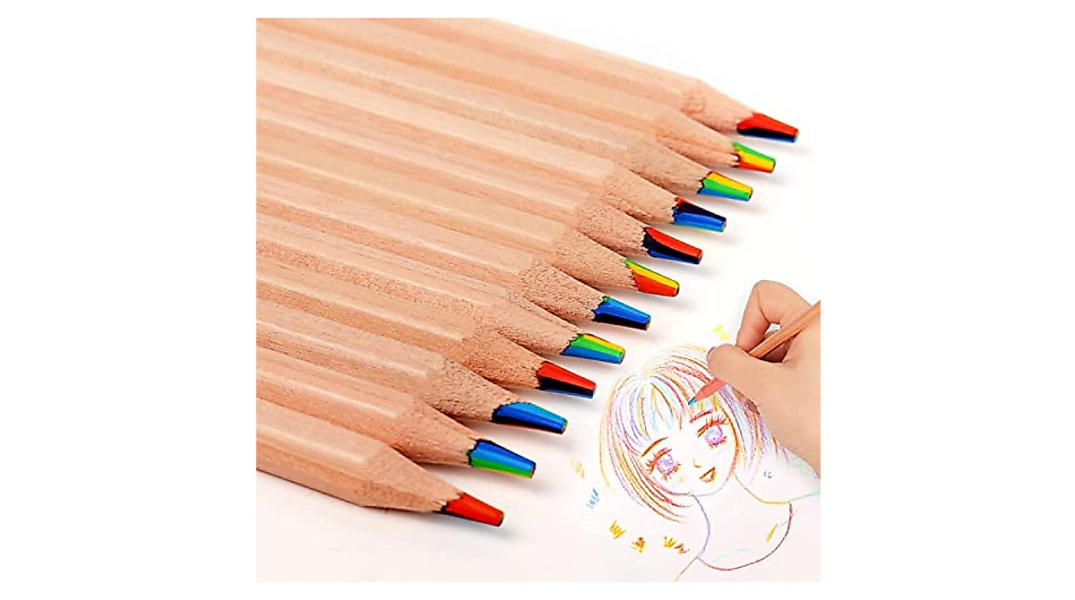 ThEast 7-in-1 Rainbow Colored Pencils - Safe & Pre-sharpened for Kids