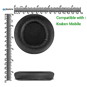 Geekria QuickFit Replacement Ear Pads for Razer Kraken Mobile Headphones Ear Cushions, Headset Earpads, Ear Cups Cover Repair Parts (Black)
