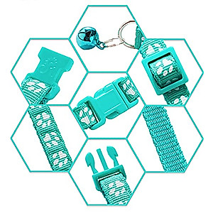 Flymind Puppy Collars, 19Pcs Whelping Puppy ID Collars with Bell Adjustable 19-32cm, Soft Nylon Litter Identification Dog Collars for Newborn Pets