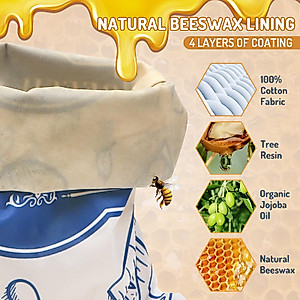 2-Pack Beeswax Bread Bags for Homemade Bread，Reusable Sourdough Storage Bags with Premium Beeswax Coating for Loafs Baguette Fresh Keeping,Great Homesteading Essentials and Baking Gifts.