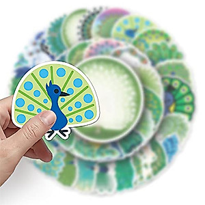 Peacock Stickers, 50PCs, Vinyl Cute Animal Sticker Decals, Kids Decorative DIY Stickers for Hydro Flask, Laptop, Water Bottle, Helmet, Car, Stickers for Kids, Toddlers, Teens, Girls Peacock