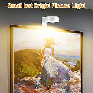 3Pcs Picture Light Battery Operated, Wireless Led Painting Light with Remote Dimmable and Timer, 3 Lighting Modes Art Display Light for Picture Frame Artworking Portrait, Wall Decorative Puck Lights