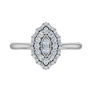 FINEROCK 1/3 Carat Diamond Marquise-Shaped Ring in 10K White Gold (Ring Size 7)