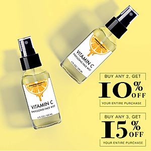 Vitamin-C Face Mist and Setting Spray for All Skin Types - Enhanced with Hyaluronic Acid, Aloe Vera and Rose Water - Skin Brightening, Anti-Aging, Moisturizing, Pore Minimizing - 4 Fl Oz