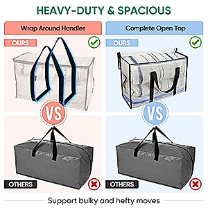 BALEINE 28 Gallon Moving Totes with Reinforced Handles, Heavy-Duty UnderBed Storage Bag for Moving Boxes, Clothes, Travel, Attics (6 Pack, White)