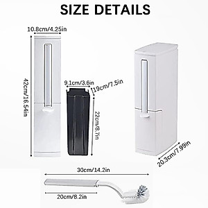 Rv Camper Trash Can Inside [Space Saving & Odor-Proof], Skinny Bathroom Trash Can and Toilet Brush Set, Ultra Slim Trash Can Bathroom with Lid, Small Garbage Can Tiny Trash Bin Built-in Bag Dispenser