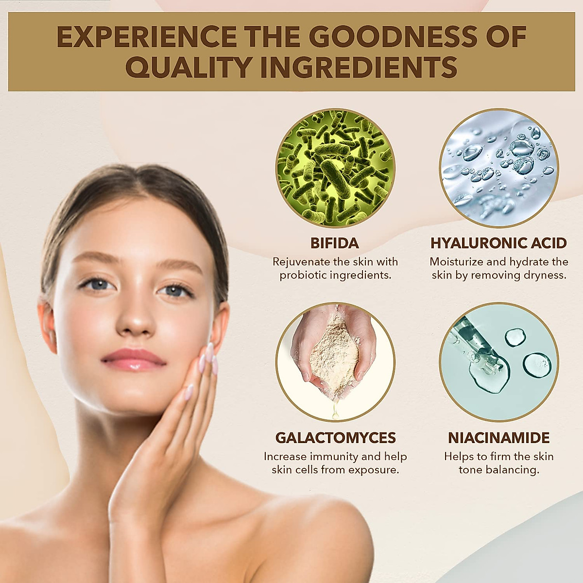 Kranicell Bifida Repair Facial Serum 1.7floz With Galactomyces, Niacinamide, Hyaluronic Acid - Ceramide Face Moisturizer For Anti Aging, Wrinkles , Korean Skin Care For Dry, Sensitive Skin