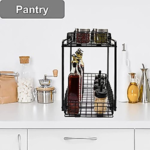 2-Pack Under Sink Organizer, Sliding Cabinet Wire Basket Organizer, Higher 2 Tier Under Bathroom Storage Drawer Multi-purpose Storage Shelf for Bathroom Kitchen Pantry