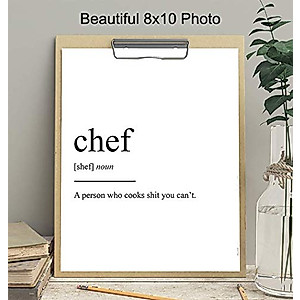 Chef Definition Typography Wall Art Print - Funny Home Decor for Kitchens - A Perfect Gift for Mothers Day, Moms, Cooks and Chefs - 8x10 Photo - Unframed