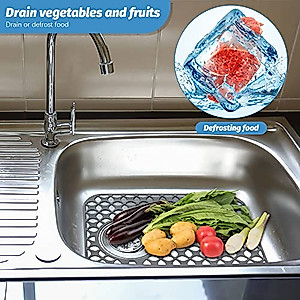 Finphoon Sink Protectors for Kitchen Sink，Kitchen Sink Mats, 2pcs 13.8'' X 11.4'' Sink Mats for Bottom of Kitchen Sink, Heat-Resistant Silicone Sink Protector for Side Drain