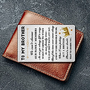 Brother Wallet Insert Card, to My Brother Colorful Metal Wallet Card Love Note Message Keepsake Gift for Birthday Graduation