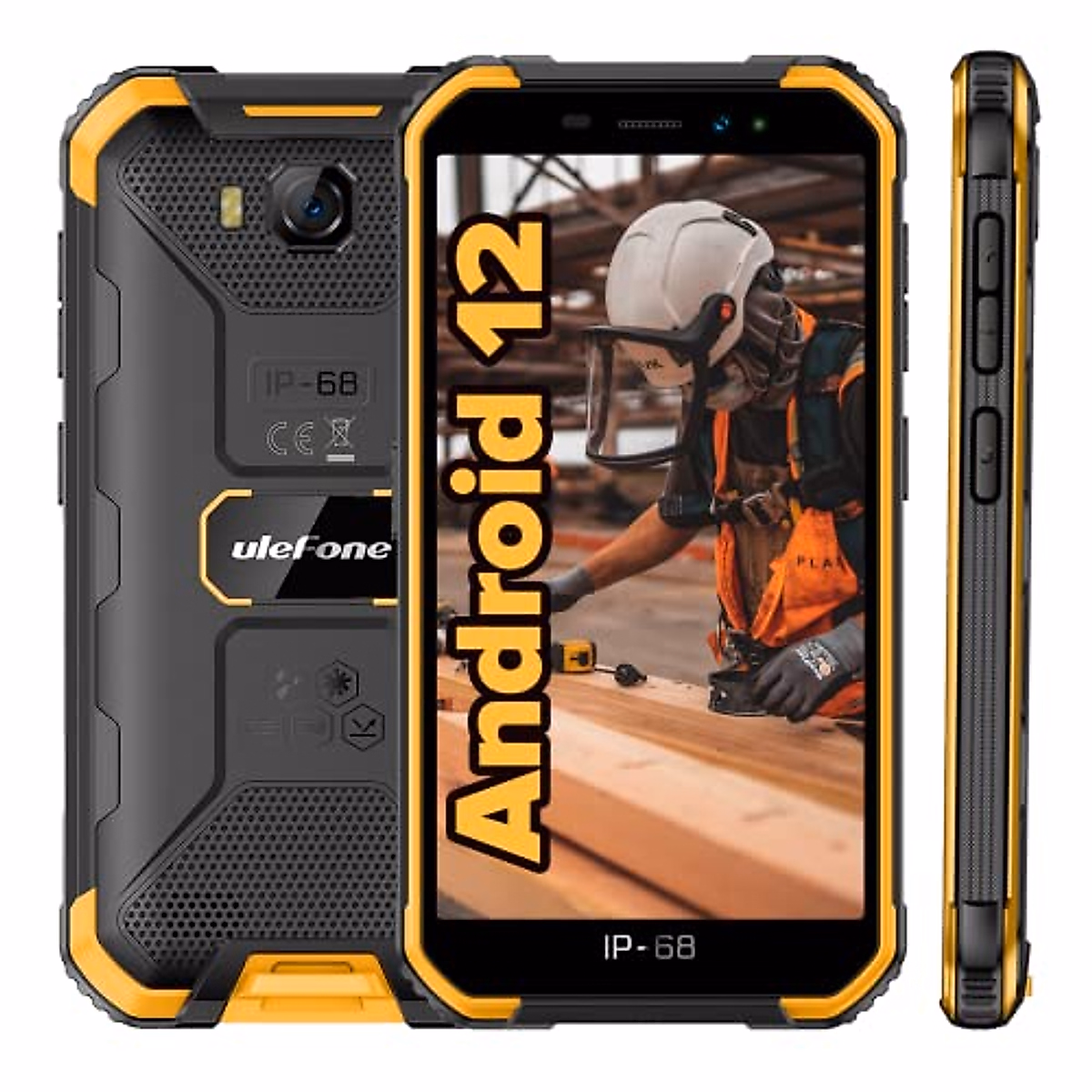 Ulefone Armor X6 Pro Unlocked Smartphone - Android 12 OS, Quad-Core Processor 4GB RAM & 32GB ROM, 13MP Main Camera, 4000mAh Battery, 5.0-inch Screen, Dual SIM 4G Rugged Cell Phones (Orange)