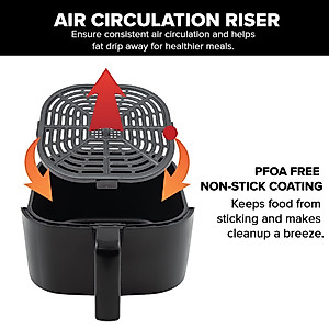 Nuwave Brio 2.6-Qt Air Fryer, Touch Screen Digital Controls & Easy to Read Display, 50°F-400°F Temperature Controls in 5° Increments, Linear Thermal (Linear T) Technology, Built-In Safety Features