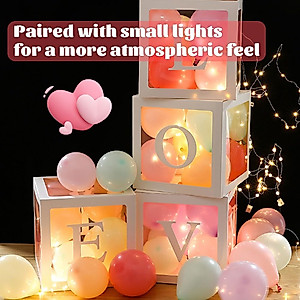 Generic 4 Pieces Love Transparent Balloons Boxes with Letters, Valentine’s Day Balloon Box, Party Decorations Balloons Boxes for Anniversary Wedding Engagement Wedding, Bridal Shower, Birthday Party