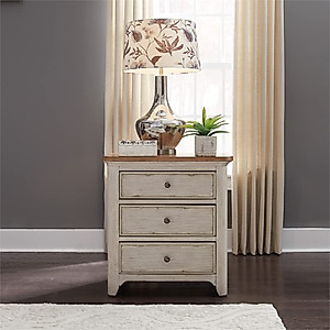 Liberty Furniture Farmhouse Reimagined White 3 Drawer Night Stand w/Charging Station