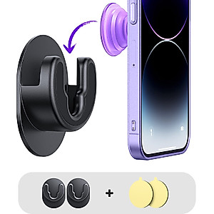 LISEN 2 Pack Socket Mount for Car Socket Car Mount Phone Holder Fit Magsafe Grip Grips Hand-Free Stand with Phone Line Clasp for car Vent magsafe Holder Accessories Home Office Desk Wall Mount