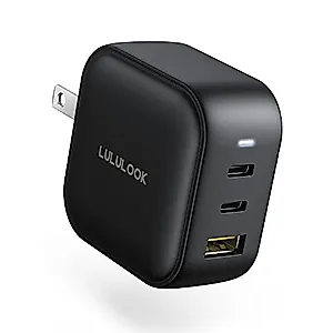 LULULOOK 65/66W USB C Charger, Type C PPS PD Fast Gan Charger Multiport USB C Power Adapter for MacBook Pro/Air, iPad Pro, iPhone Samsung Galaxy S22 Ultra, Surface pro, Dell XPS 13